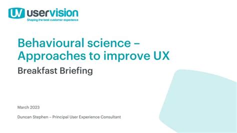 Behavioural Science Approaches To Improve Ux Pdf