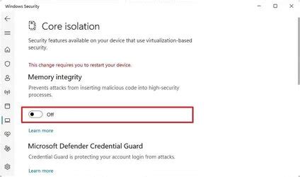 Memory Integrity Setting Windows 11 Forum