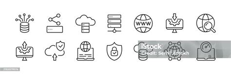 Web Hosting Icon Set Server Cloud Computing Internet Cdn Ssl Vpn Vector