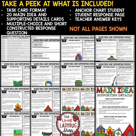 3rd 4th Grade Test Prep Main Idea And Supporting Details Task Cards
