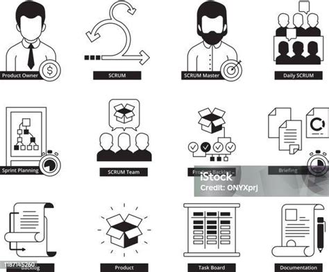 스크럼 아이콘 민첩성 개발 방법론 비즈니스 프로세스 반복 적인 일상 업무 마스터 시간 관리 벡터 아이콘 스크럼에 대한 스톡 벡터 아트 및 기타 이미지 Istock