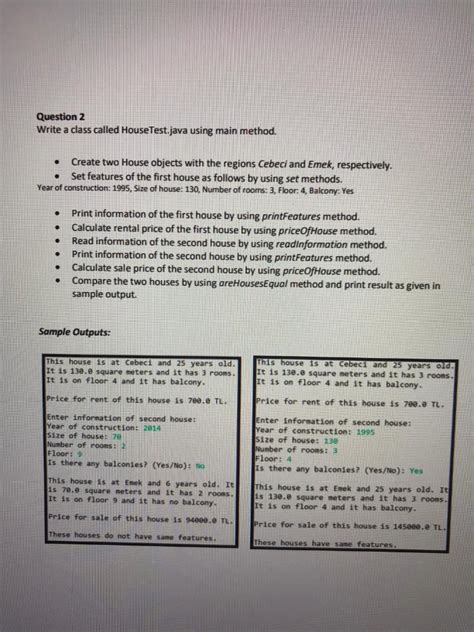 Solved Question Write A Class Called HouseTest Java Using Chegg