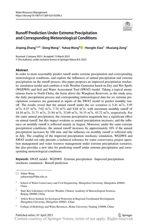 Runoff Prediction Under Extreme Precipitation And Corresponding