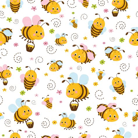 Premium Vector Vector Of Cute Bees Pattern