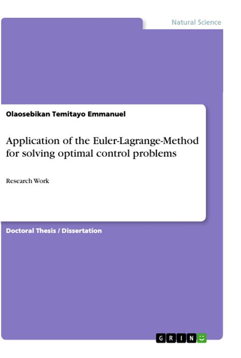 Application Of The Euler Lagrange Method For Solving Optimal Control Problems Grin