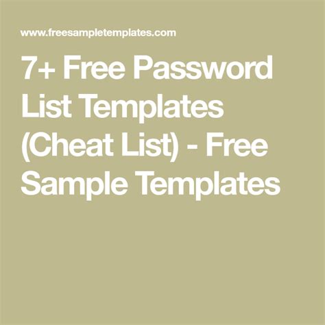 7 Free Password List Templates Cheat List Free Sample Templates List Template Templates