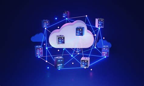 Cloud Computing Network For File Upload And Download 3d Illustration