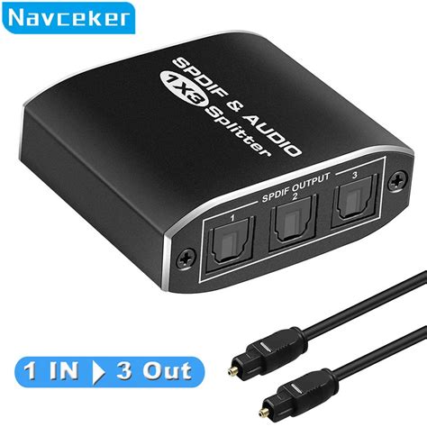 Digital Spdif Optical Audio Splitter อลูมิเนียม Toslink Splitter อะแดป