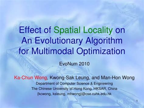 Ppt Effect Of Spatial Locality On An Evolutionary Algorithm For