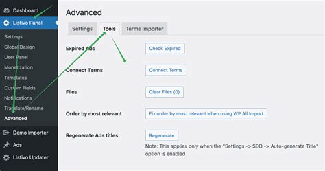 Listivo Panel Advanced Tools Listivo Support