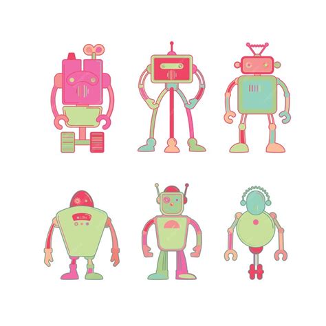 Premium Vector Cute Colorful Robot Icon Set