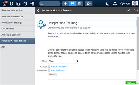 4me oauth tokens and personal access tokens