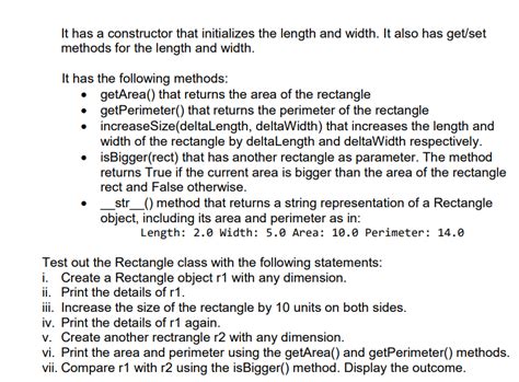 Solved Write A Class That Models A Rectangle The Class Chegg