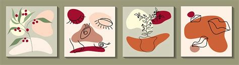 다양한 초현실적 인 얼굴의 세트 얼굴 라인 아트 면 도면 현대 초상화 둥근 요소 추상적 인 모양 선 꽃 잎 꽃 손으로 그린 벡터 그림입니다 미니멀한 스타일 2명에 대한 스톡