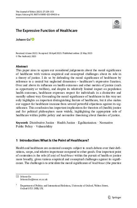 pdf the expressive function of healthcare