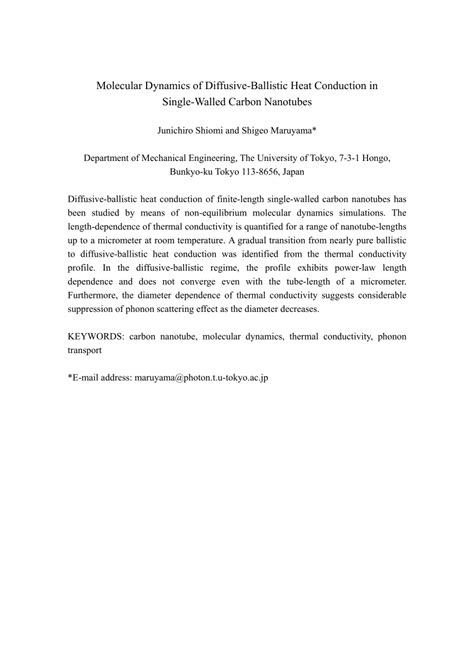 Pdf Molecular Dynamics Of Diffusive Ballistic Heat Conduction In