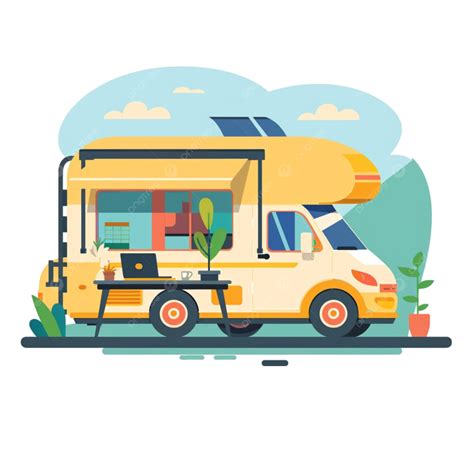 Vibrante Ilustración De Caravana Ideal Para La Industria De Exteriores Y Autocaravanas Png