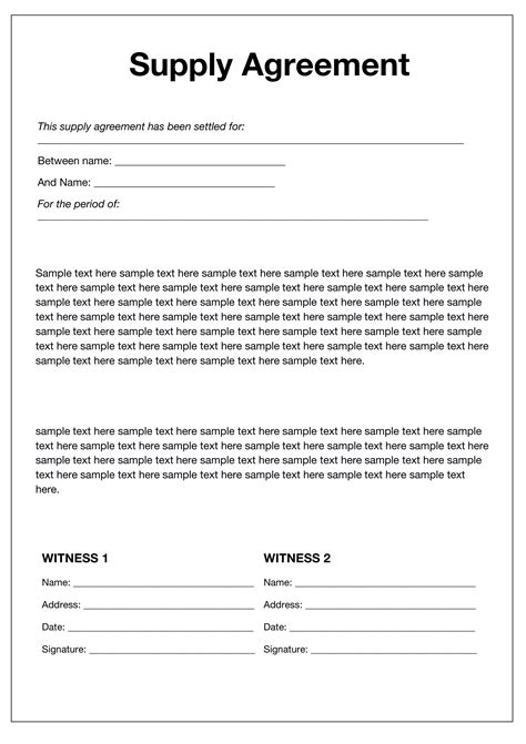 Word Of Supply Agreement Templatedocx Wps Free Templates