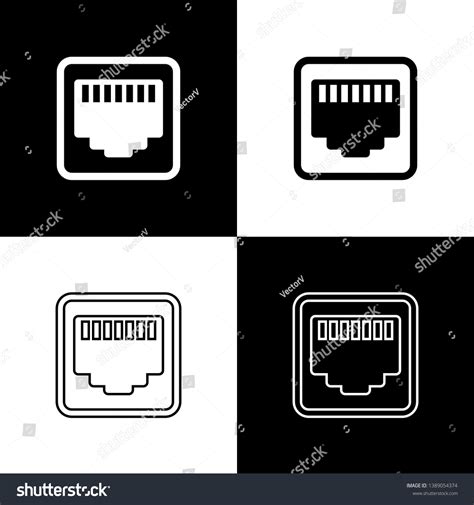 Set Network Port Cable Socket Icons Stock Vector Royalty Free