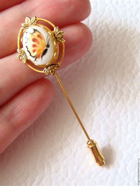 Винтаж Бронь Брошь Игла Бабочка Фарфор США 1960 е в интернет магазине на Ярмарке Мастеров