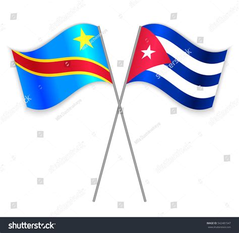 Congolese Cuban Crossed Flags Democratic Republic Vector De Stock