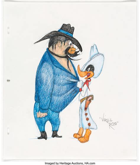 Virgil Ross Daffy Duck And Nasty Canasta Drawing Warner Lot 11895