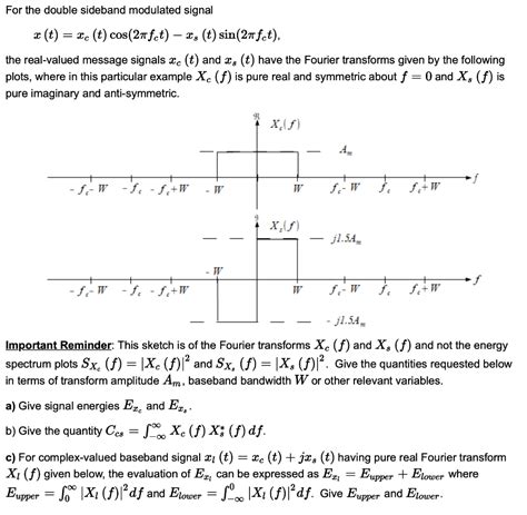 Solved For The Double Sideband Modulated Signal