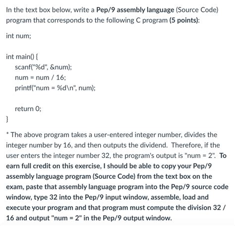 Solved In The Text Box Below Write A Pep 9 Assembly Chegg Com