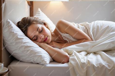 Premium Photo Beautiful Female Sleeping Peacefully In Her Bedroom