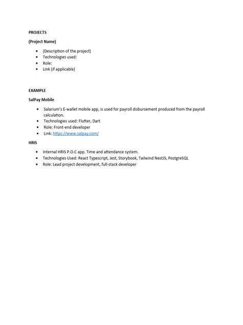 Projects Portfolio Sample Pdf