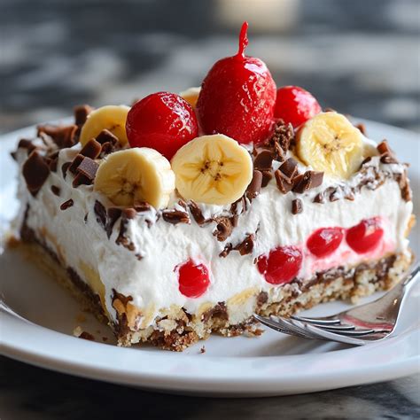 No Bake Banana Split Cake Recipe Anas Food