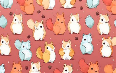 Premium Ai Image Japanese Cute Squirrel Repeated Patterns Anime Art