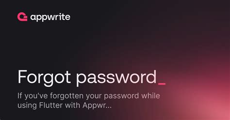 Forgot Password Threads Appwrite