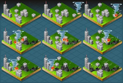 Isometric Natural Disaster Tornado Classifications Scale Stock Vector