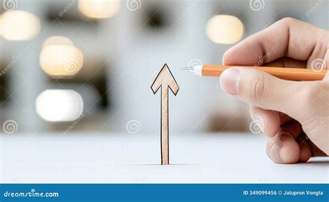 A Hand Drawing An Upward Arrow Pencil Sketch Symbolizing Growth And Progress Stock Illustration