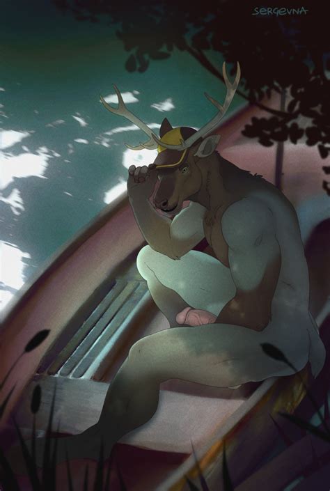 Rule 34 Anthro Antlers Brown Body Brown Fur Canoe Cervid Cervine