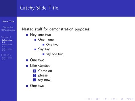 table of contents beamer put an updating outline toc on every slide