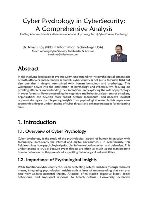 02August2024 - Article on Cyber Psychology in CyberSecurity A Comprehensive Analysis | PDF ...
