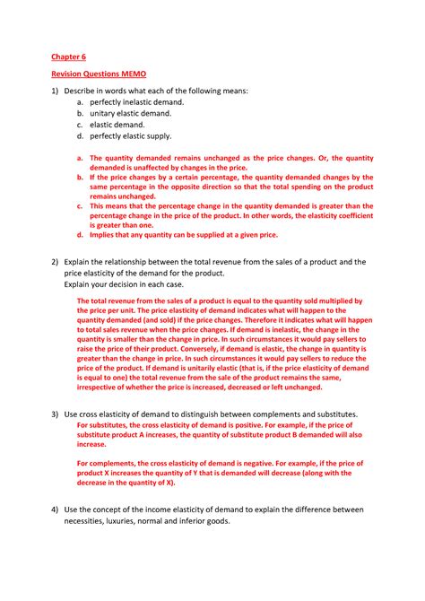 Chapter 6 Tutorial Part 2 Question Answers Chapter 6 Revision