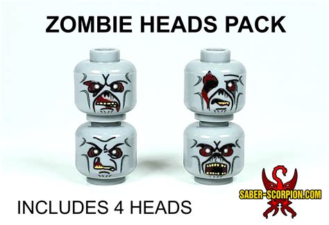 Lego Zombie Bricktactical Zombie Head Pack 10 Custom Printed