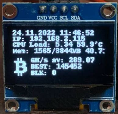 GitHub Max H CGMiner OLED Display Display Raspberry Pi SystemInfos And CGMiner Info S On