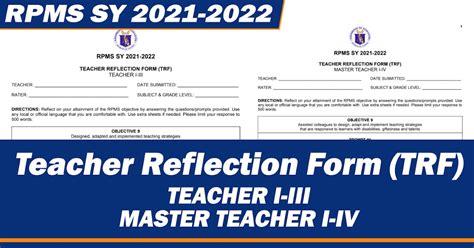 Teacher Reflection Form Trf For Teachers And Master Teachers Rpms Sy 2021 2022 Deped Click