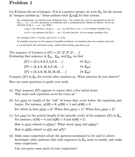 Solved Problem Let Z Denote The Set Of Integers If M Is A Chegg