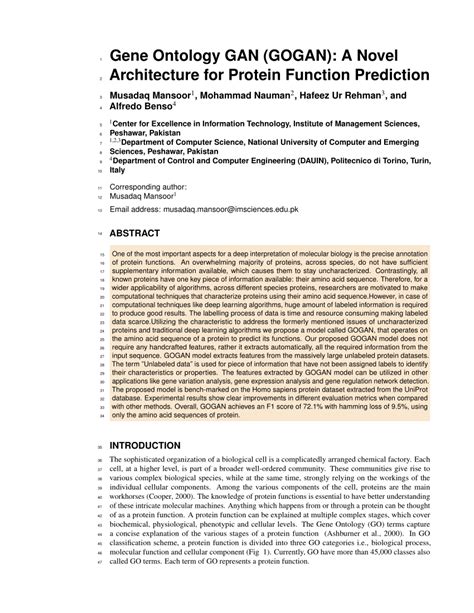Pdf Gene Ontology Gan Gogan A Novel Architecture For Protein Function Prediction