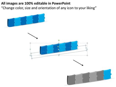 D Puzzle Linear Flow Process Stages Templates PowerPoint Presentation Slides Template PPT