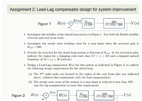 solved assignment 2 lead lag compensator design for system
