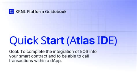Quick Start Atlas Ide Krnl Platform Guidebook