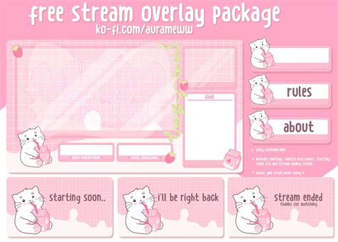 Best 13 Free Cute Aesthetic Cozy Pink Twitch Overlays Stream Overlay Collection Lo Fi Vibe