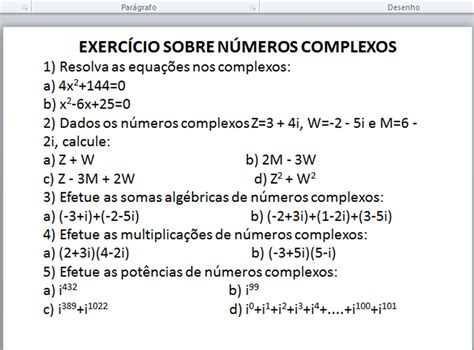 Exercicios De Numeros Complexos Fdplearn