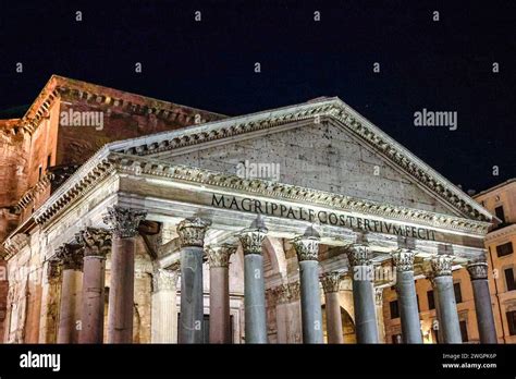 Italy Rome November 26 2023 Pantheon Illuminated At Night